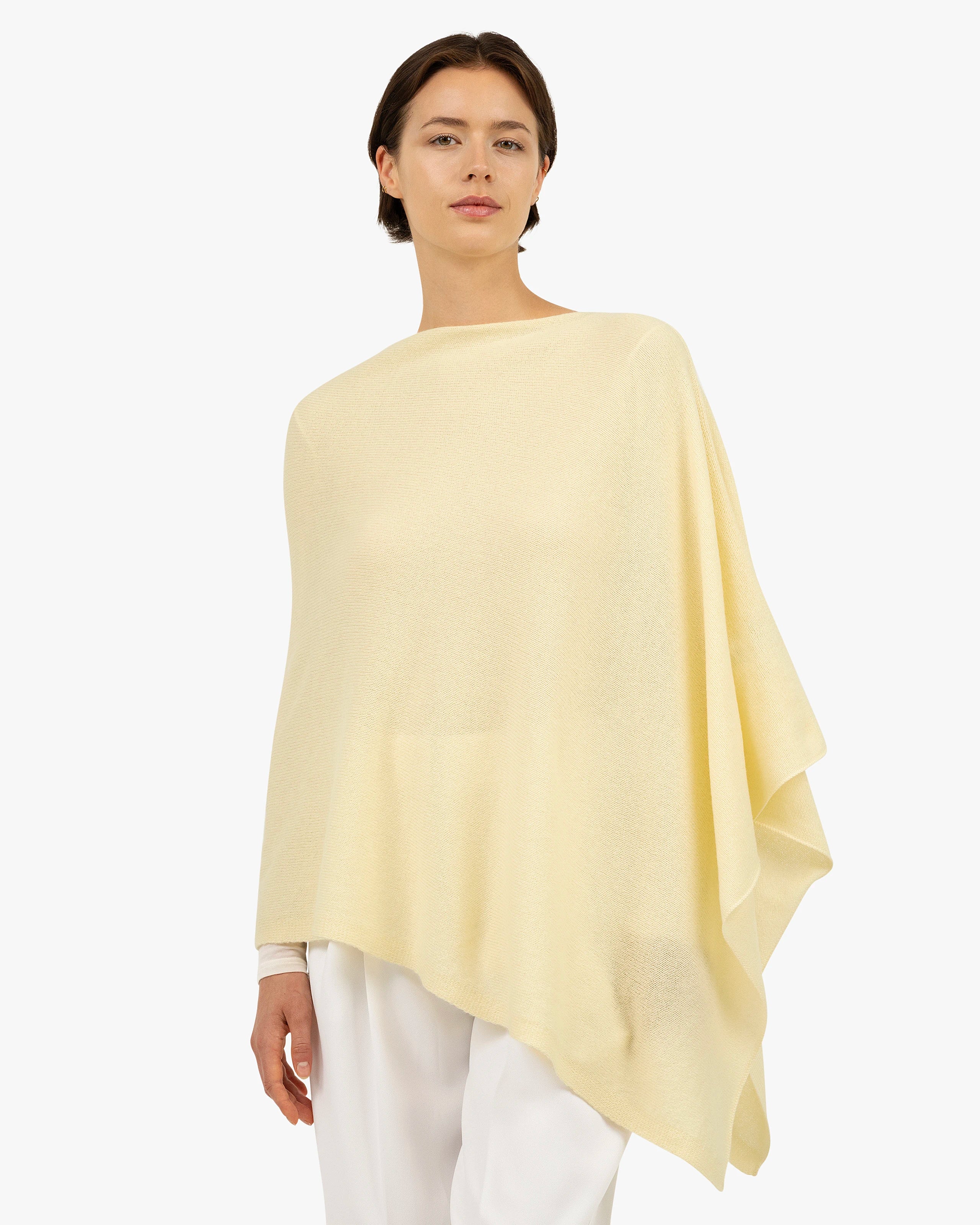 Essential Cashmere Poncho - Yellow | MaisonCashmere