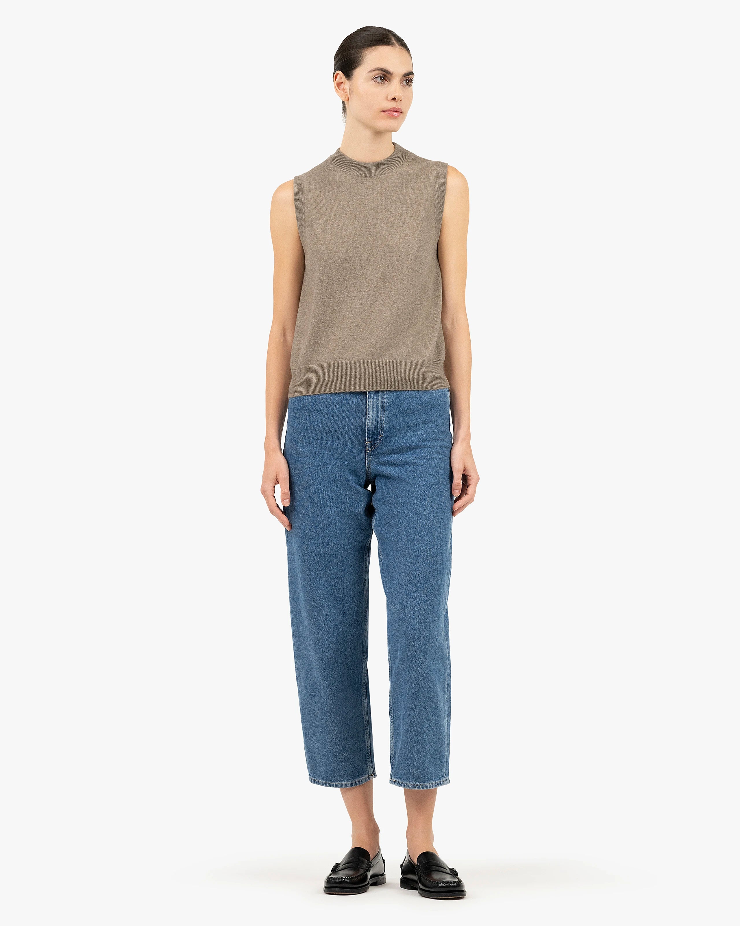 Women's Essential Cashmere Tank Top - Taupe | MaisonCashmere