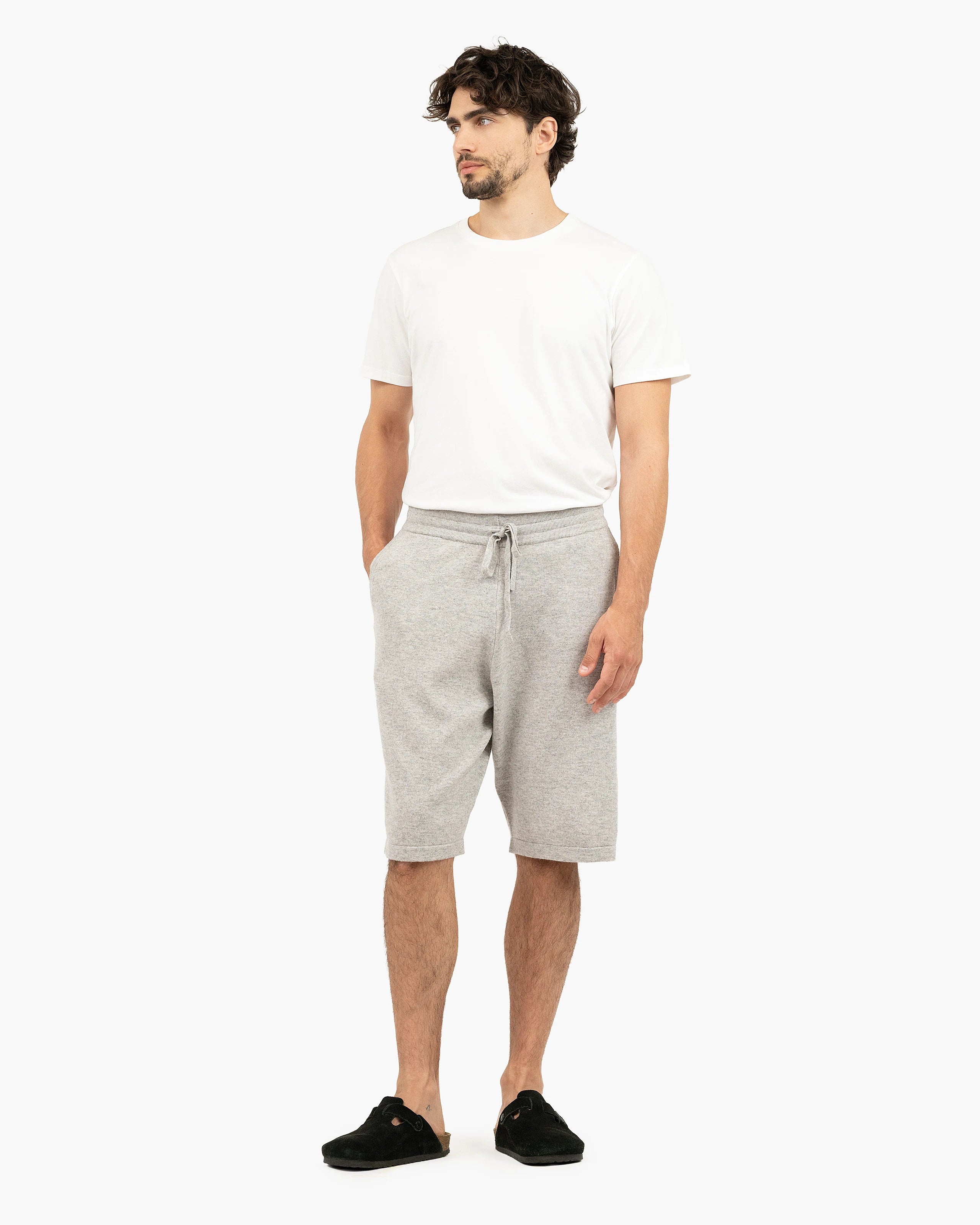 Men's Gramercy Cashmere Shorts - Light Grey | MaisonCashmere