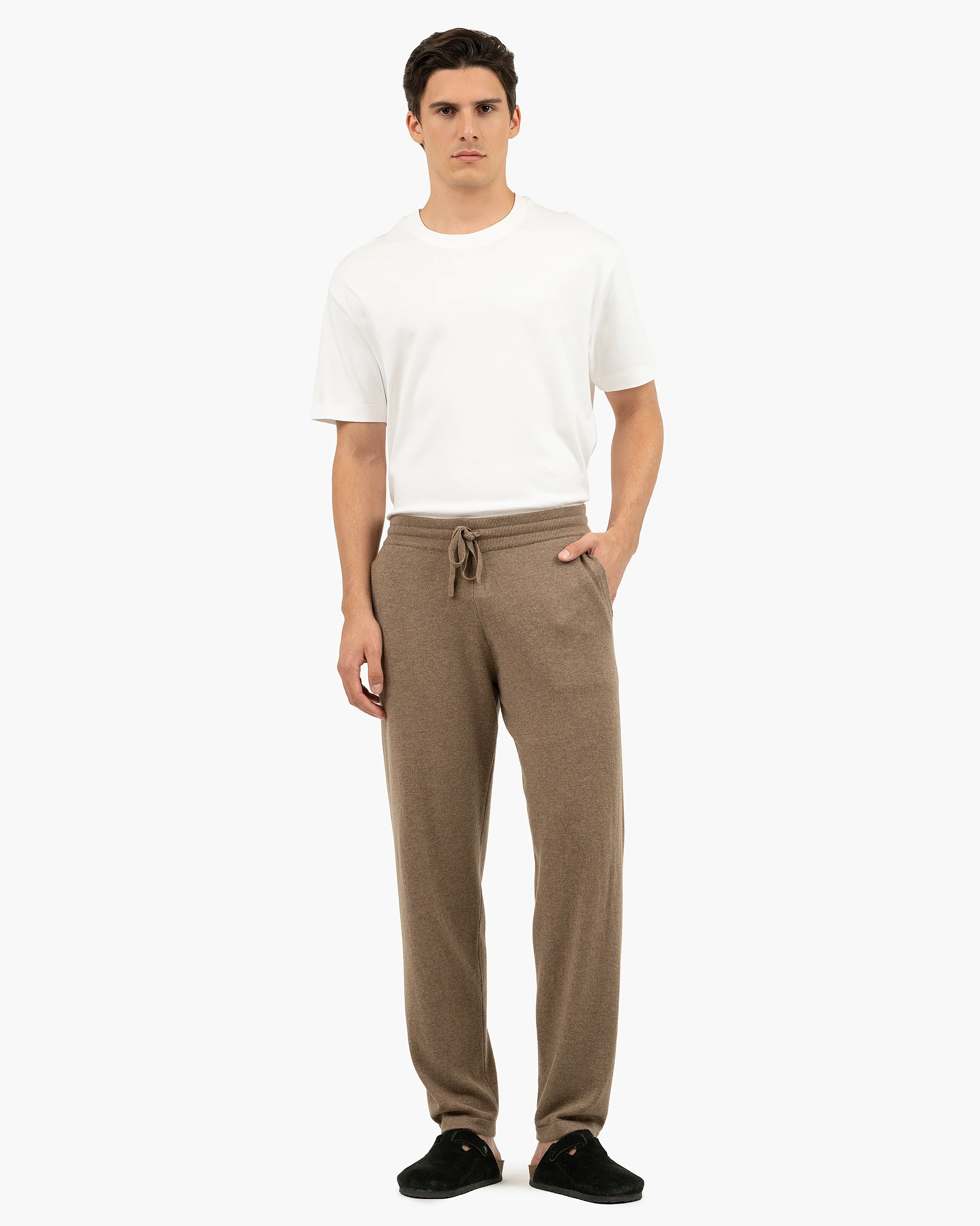 Men's Gramercy Cashmere Sweatpants - Light Brown | MaisonCashmere