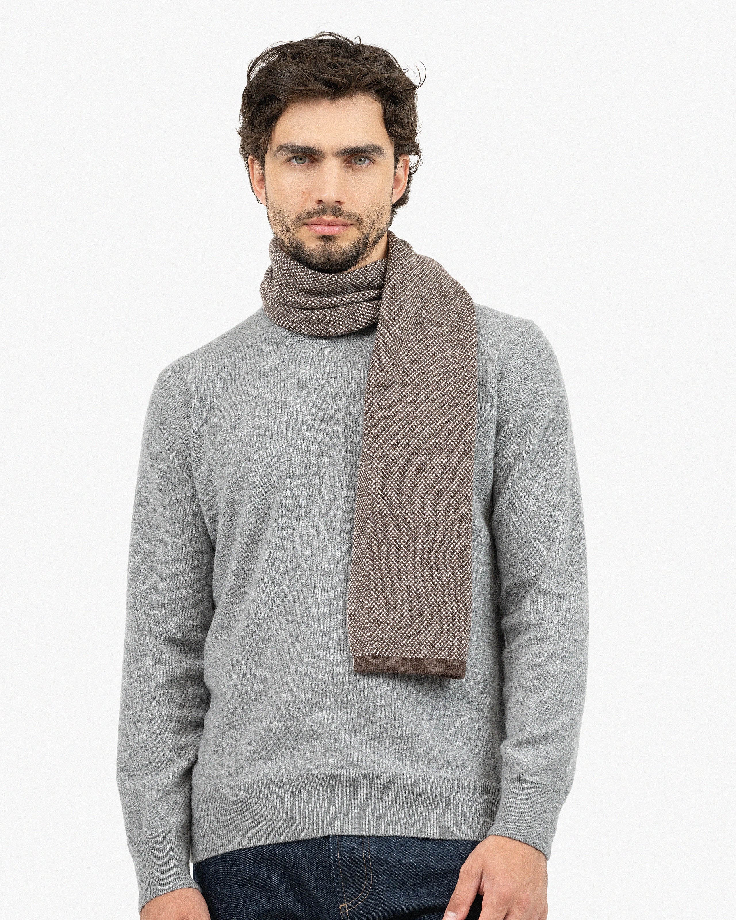 San Carlo Cashmere Scarf for Men - Brown | MaisonCashmere