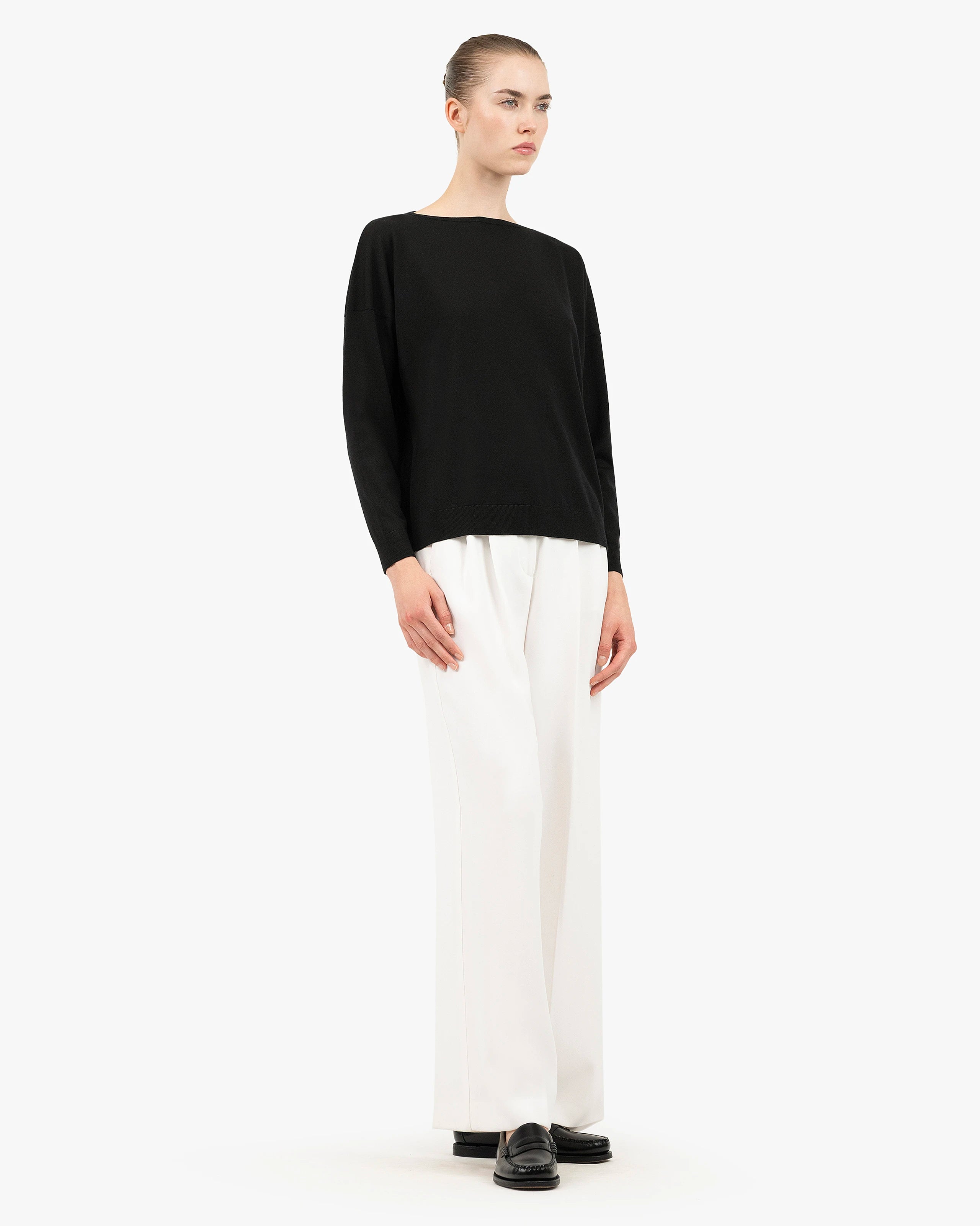Women's Seraphine Extrafine Boat Neck - Black | MaisonCashmere