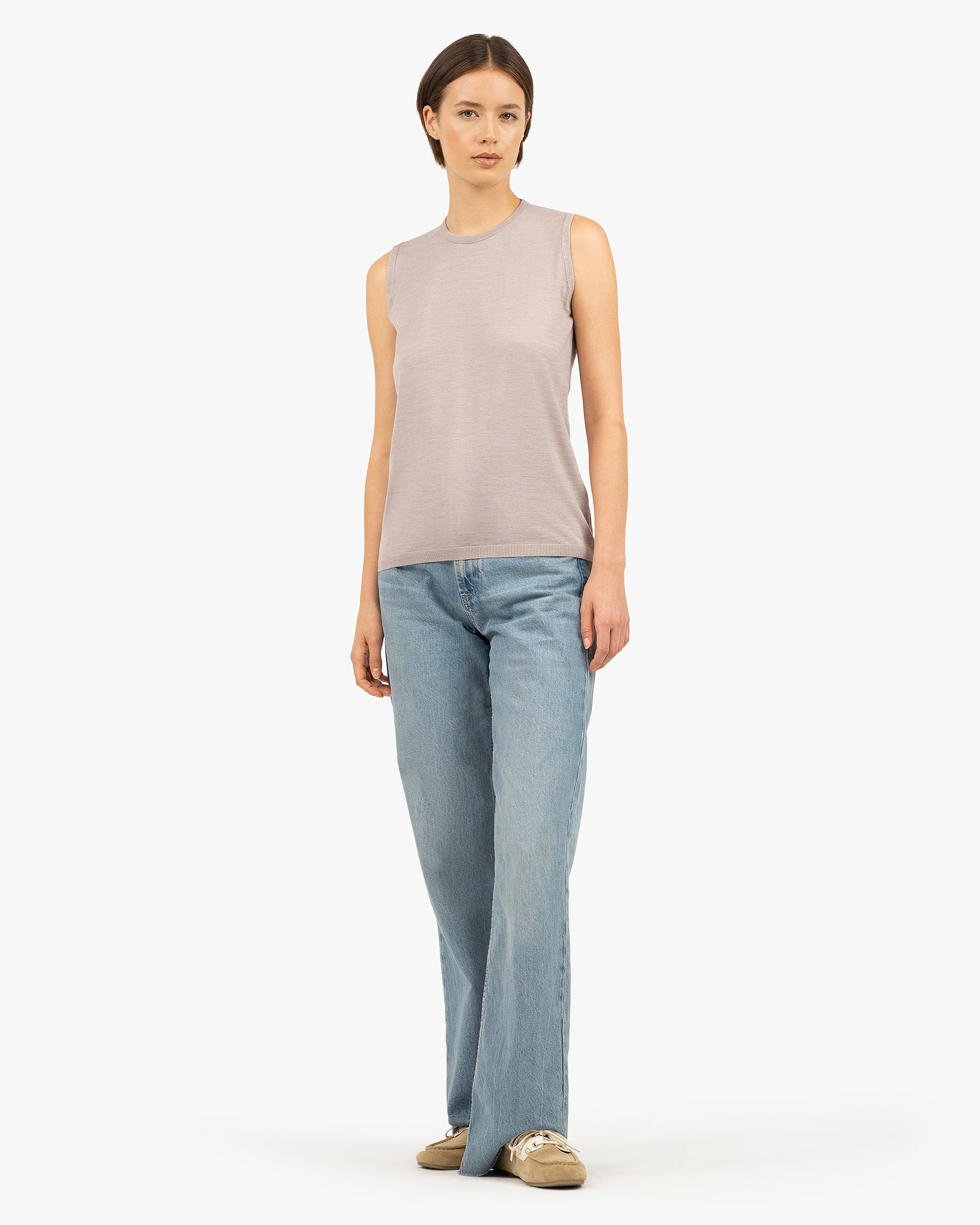 Women's Seraphine Extrafine Tank Top - Beige | MaisonCashmere