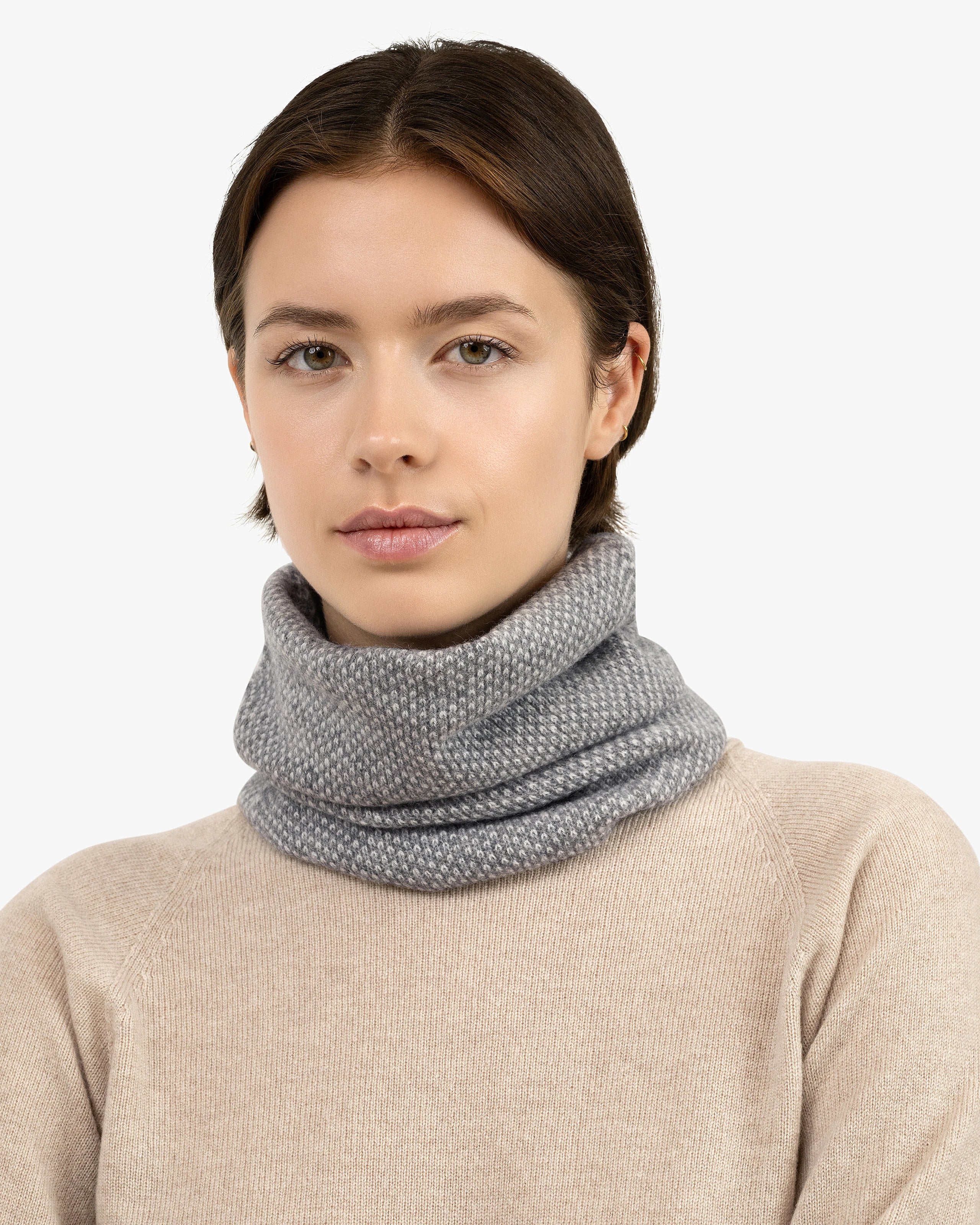 Sciarpa Scaldacollo Cashmere Two-Tone - Grigio Medio | MaisonCashmere
