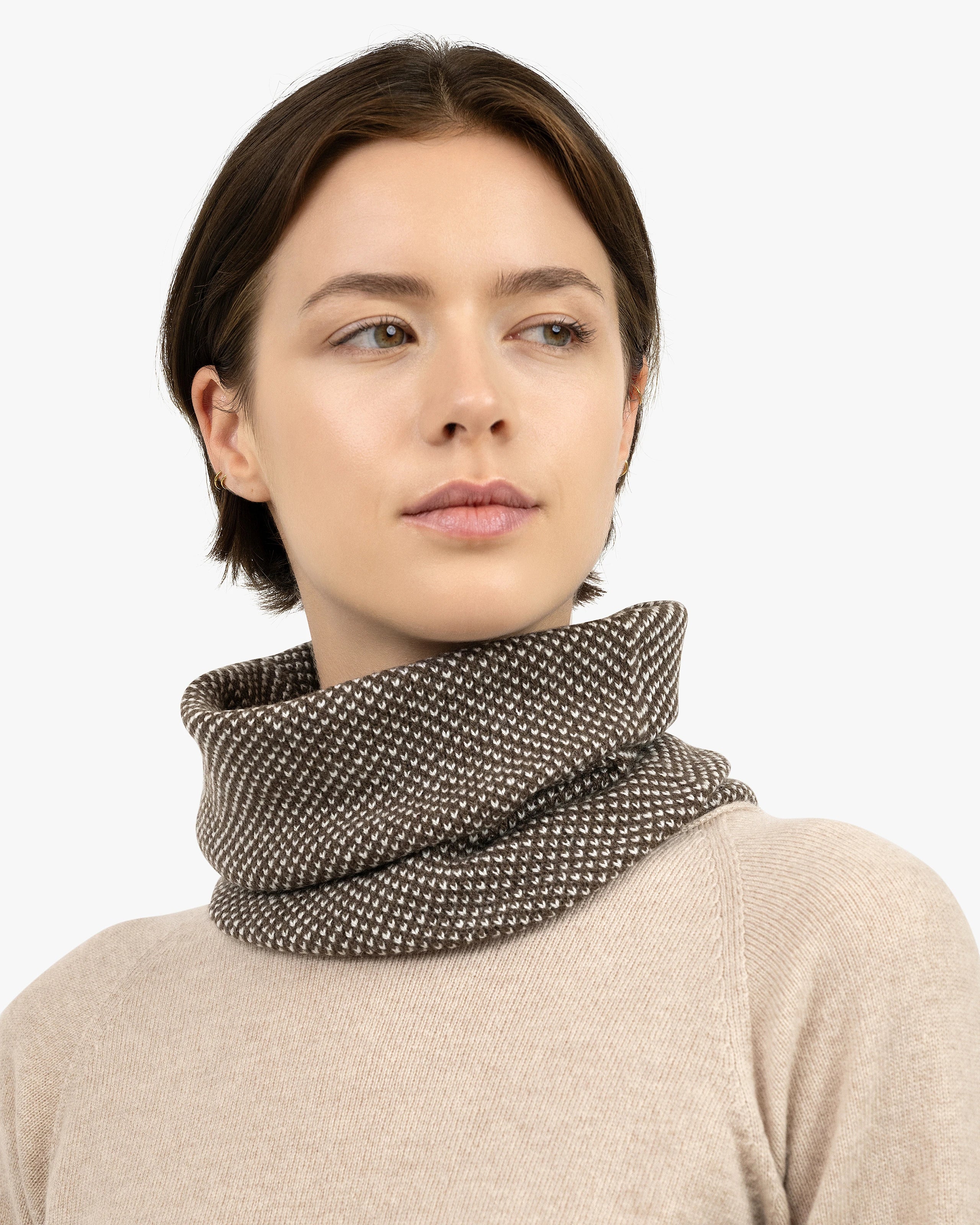 Two-Tone Cashmere Neck Warmer - Brown | MaisonCashmere