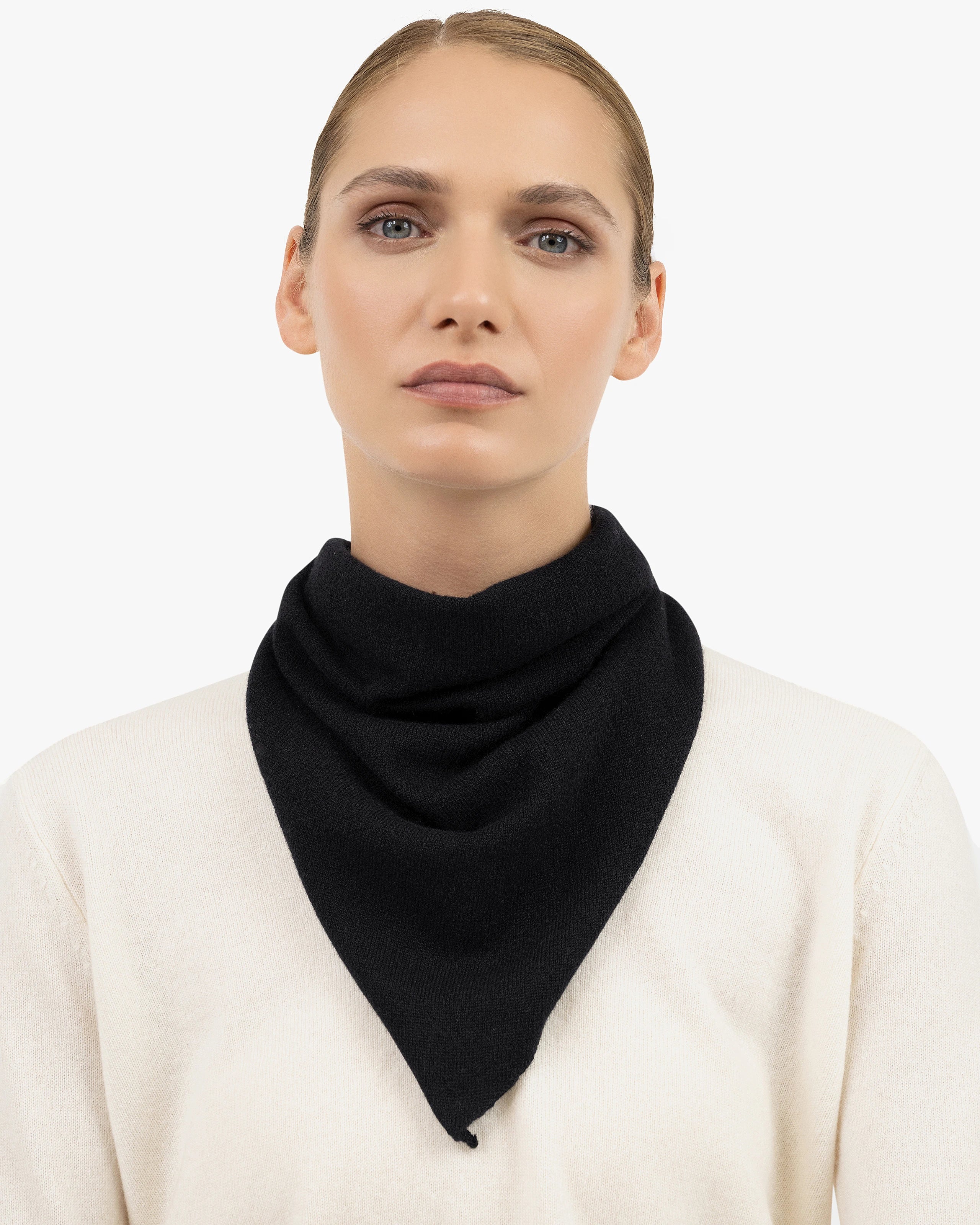 Cashmere Bandana Scarf for Women - Black | MaisonCashmere