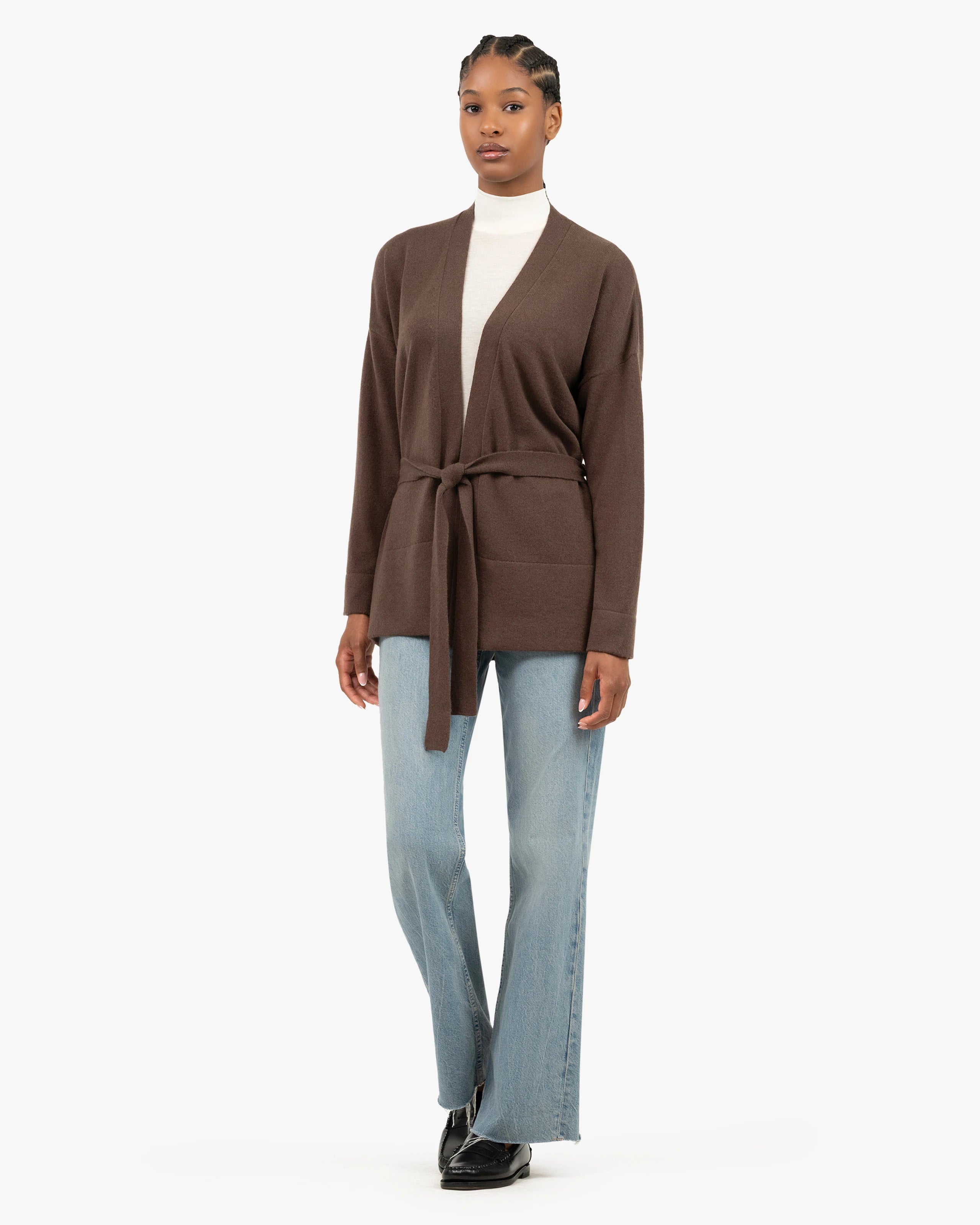 Cardigan Velia Cachemire Femme - Marron | MaisonCashmere