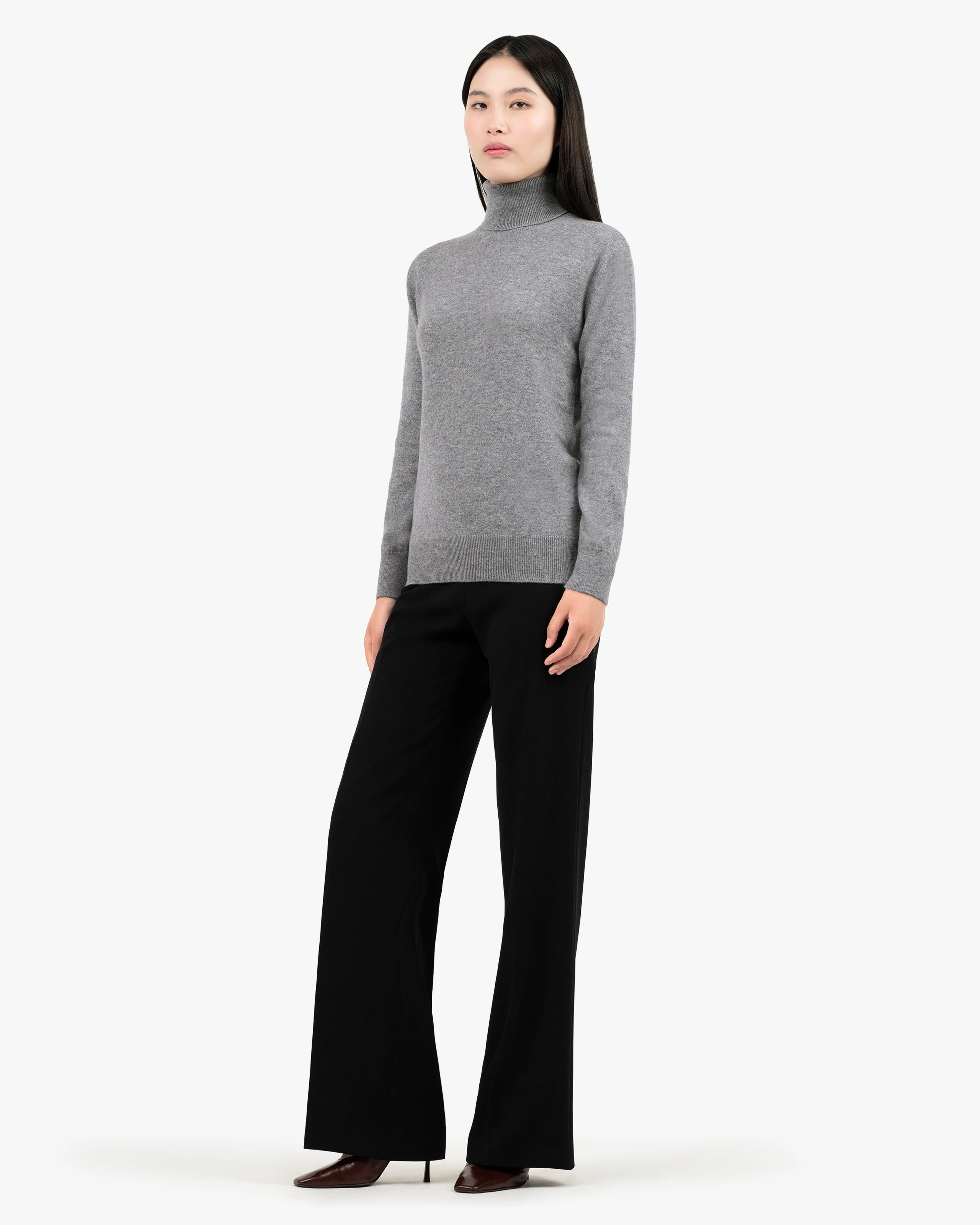 Essential Kaschmir Rollkragen Pullover Damen - Mittelgrau | MaisonCashmere