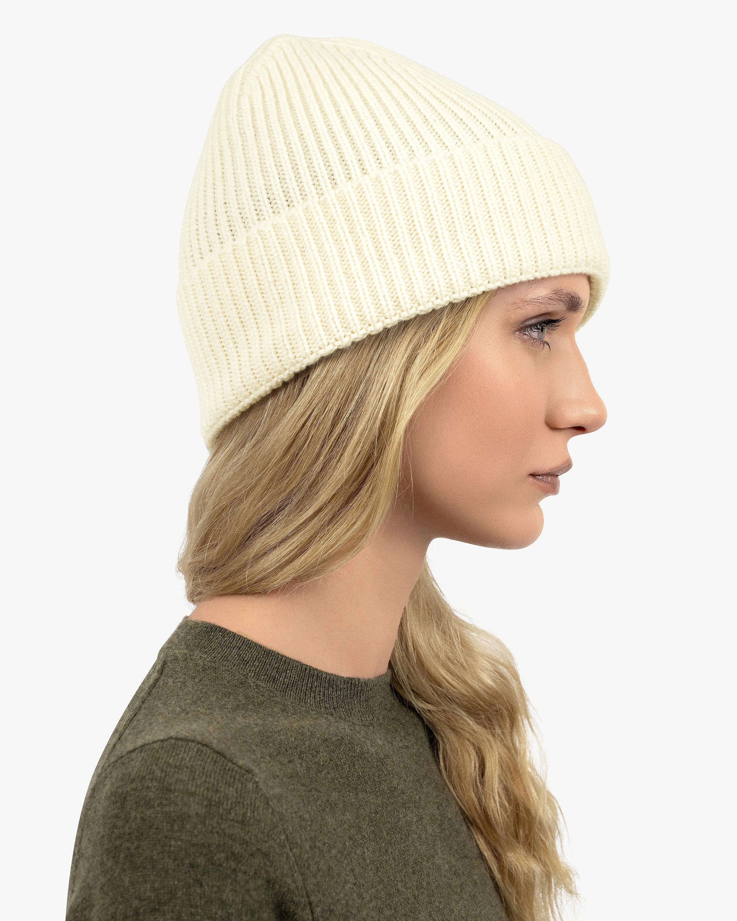 Monaco Cashmere Hat for Women - White | MaisonCashmere