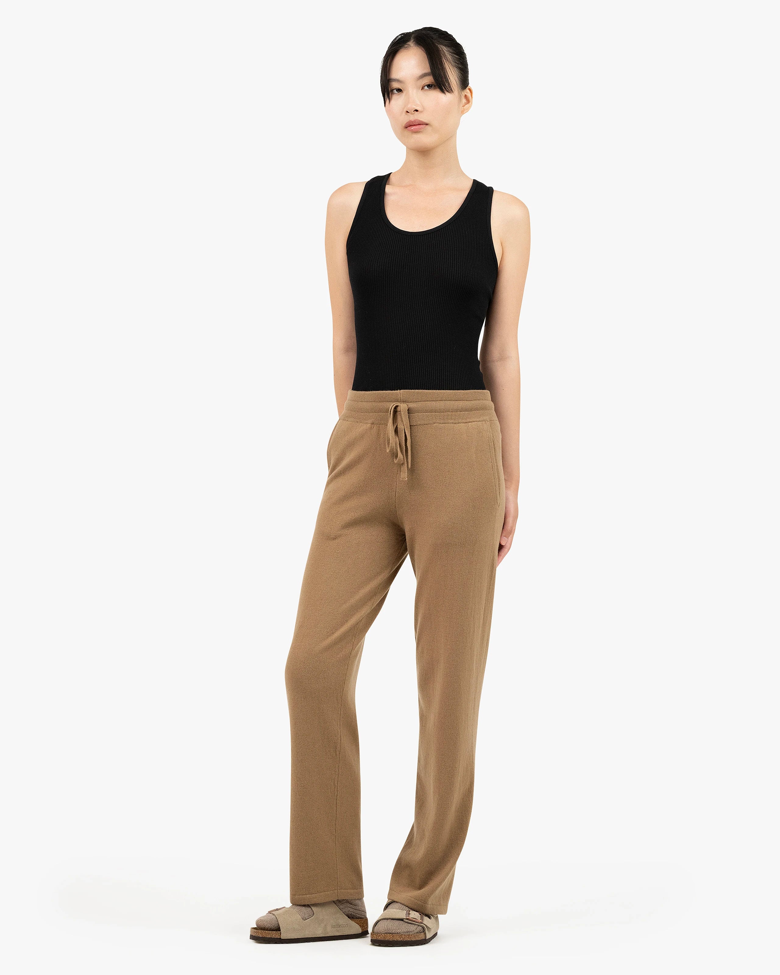 Women's Salò Cashmere Sweatpants - Camel | MaisonCashmere