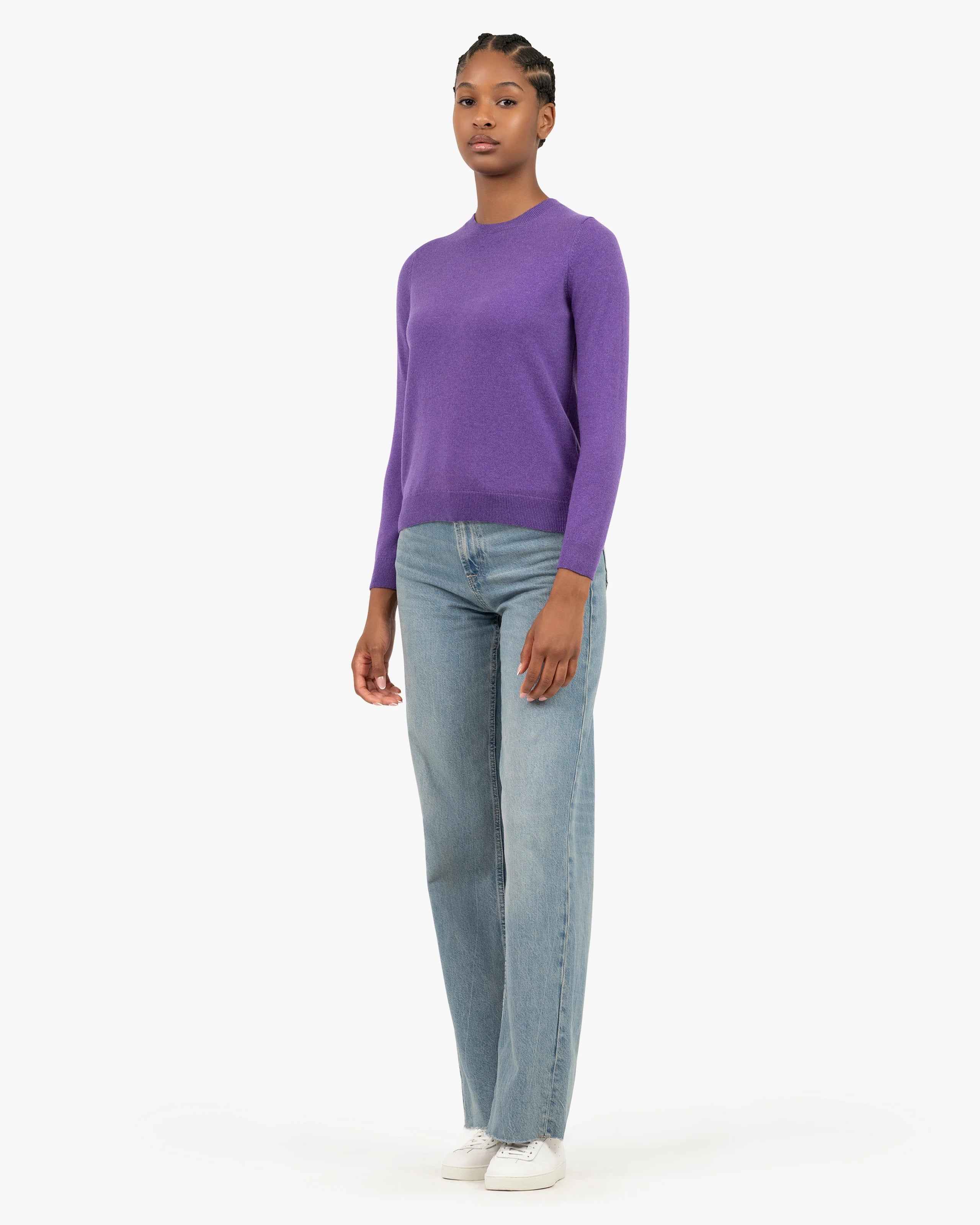 Women's Tribeca Cashmere Crew Neck Sweater - Purple | MaisonCashmere